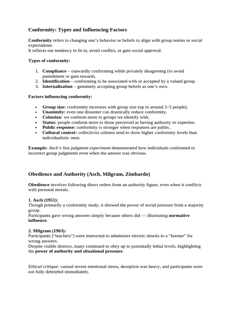Understanding Conformity and Its Factors | PDF | Conformity | Applied ...