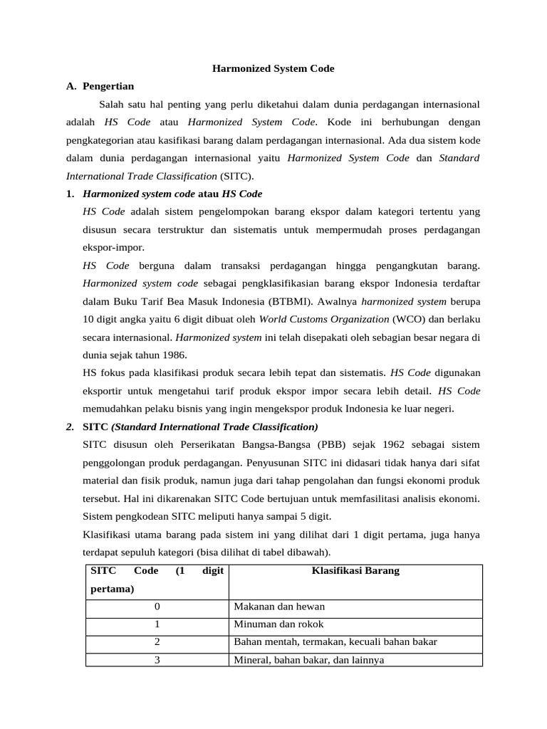 Panduan Lengkap Harmonized System Code | PDF