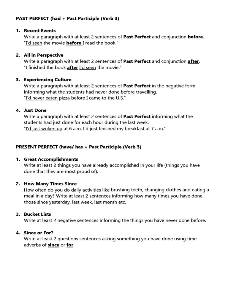 Quiz KD 4.2 Perfect Tense Activities | PDF