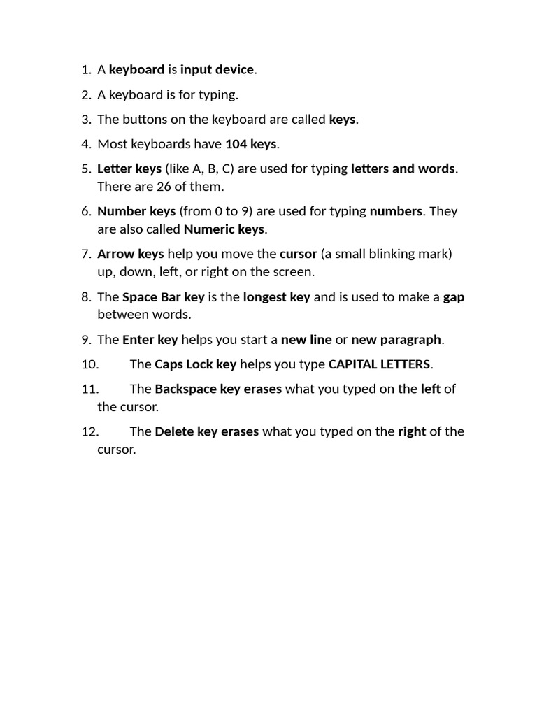Summary of Keyboard | PDF