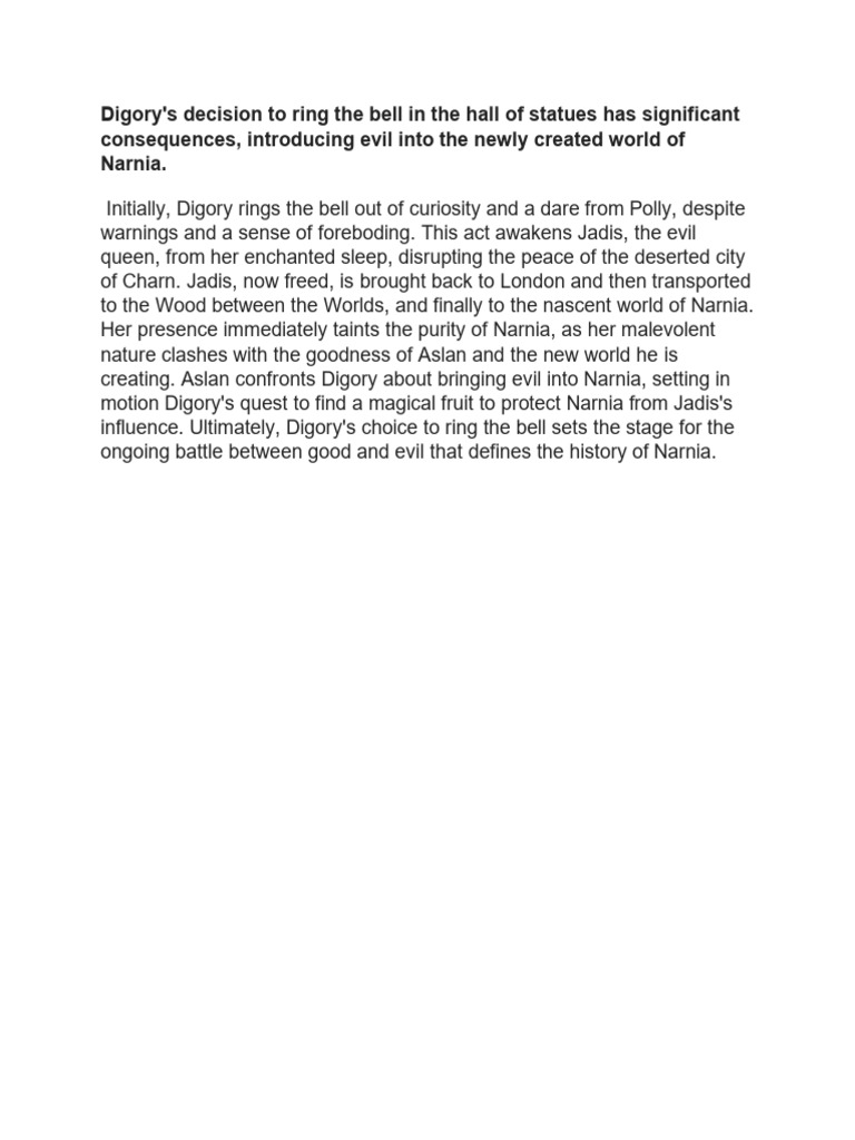 Digory's Bell: Awakening Evil in Narnia | PDF