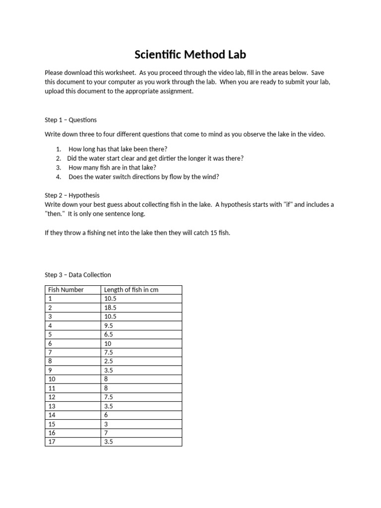 Scientific Method Lab Worksheet | PDF