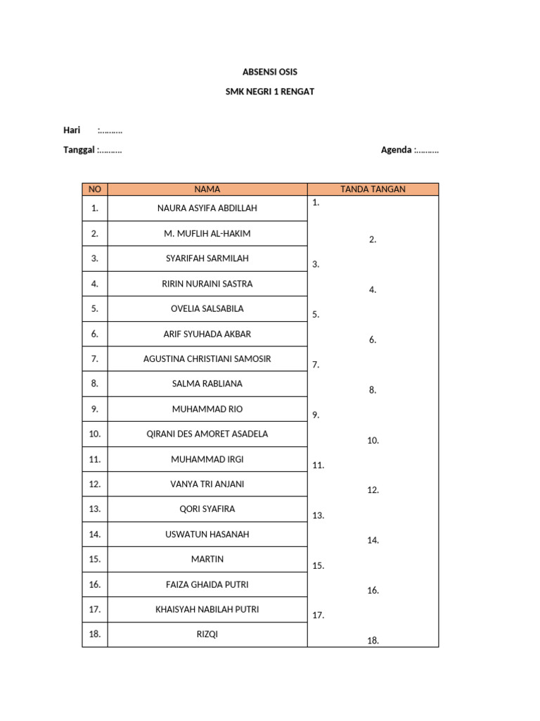 Absensi Osis | PDF