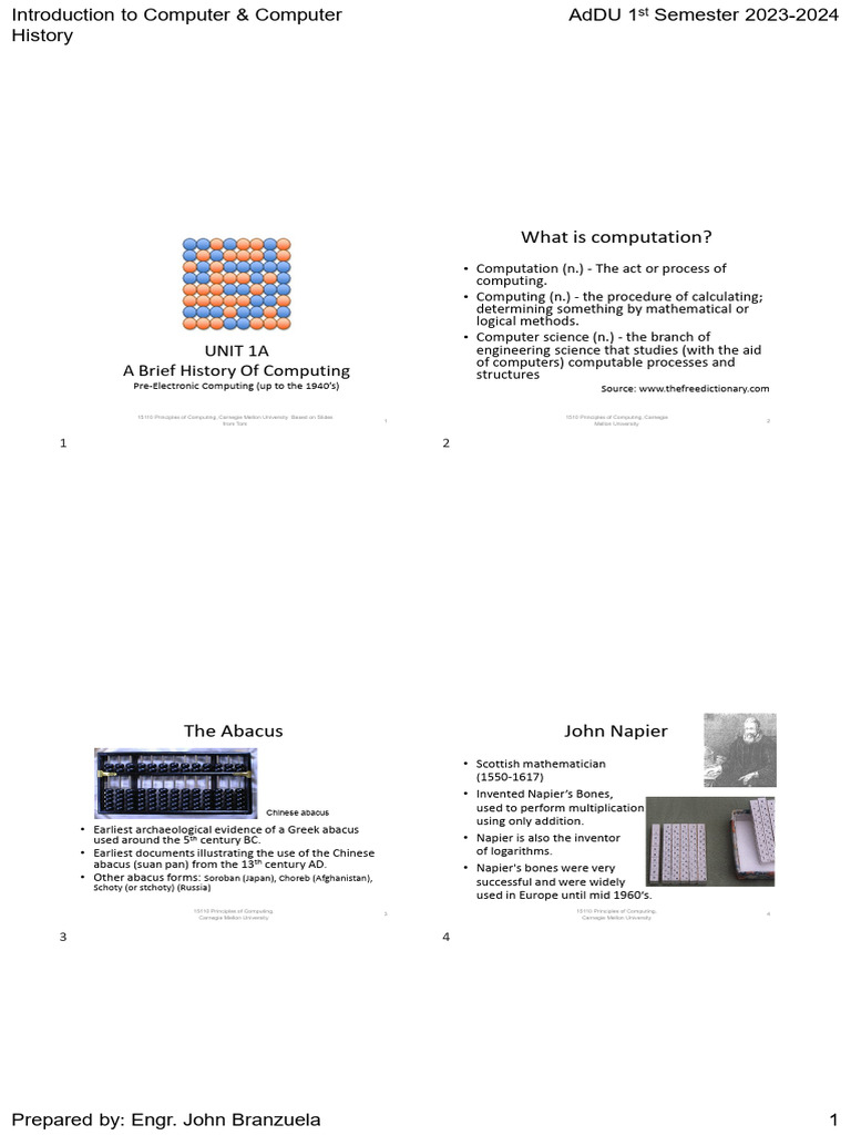 Introduction To Computer Computer History | PDF | Computing | Office ...