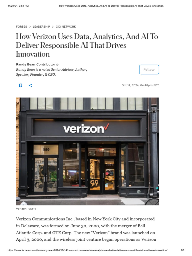 How Verizon Uses Data, Analytics, and AI To Deliver Responsible AI That ...