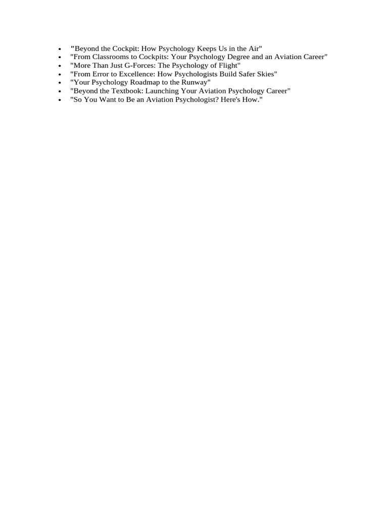 Aviation Psychology Career Guide | PDF