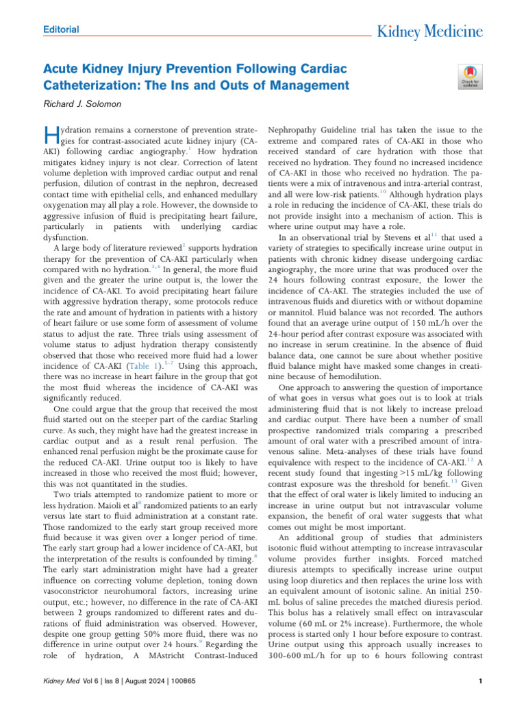 Acute Kidney Injury Prevention Following Cardiac C | PDF | Kidney ...