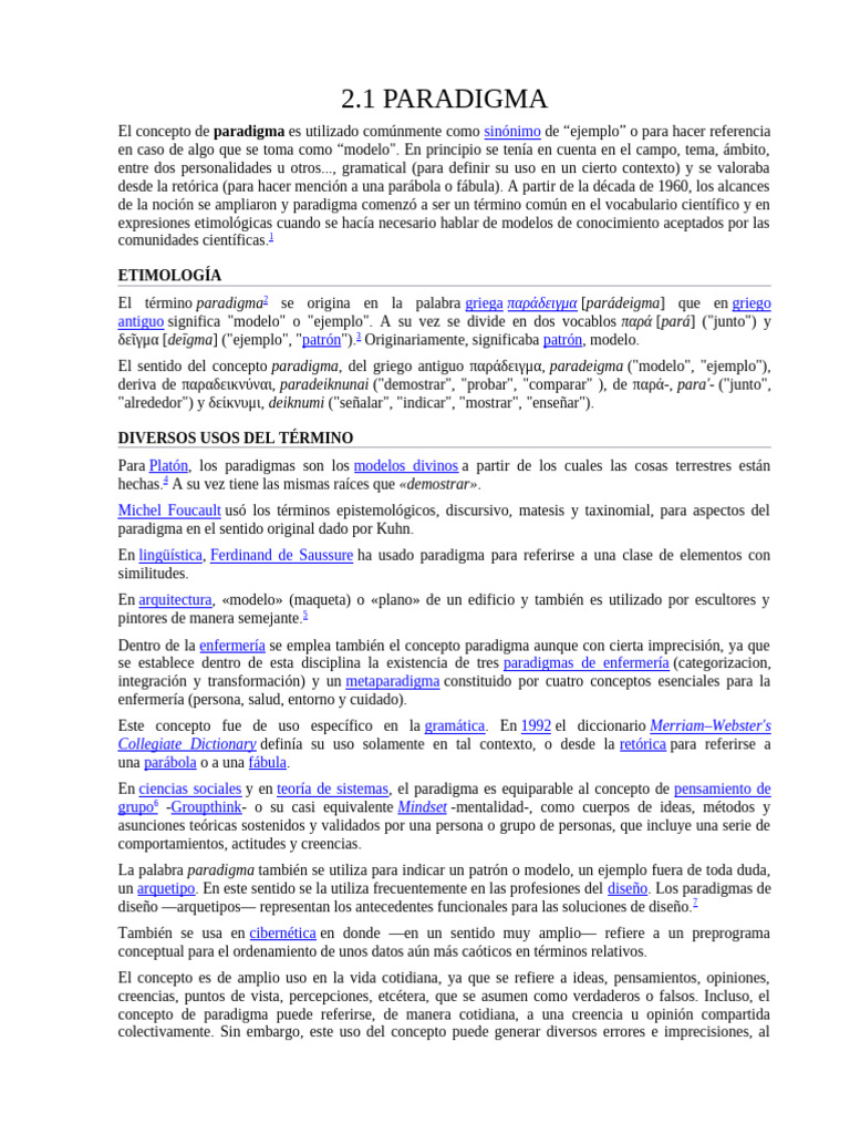 Definición y usos del paradigma | PDF | Paradigma | Educación en artes ...