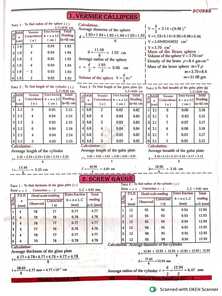 Phy Record Values and Graph | PDF