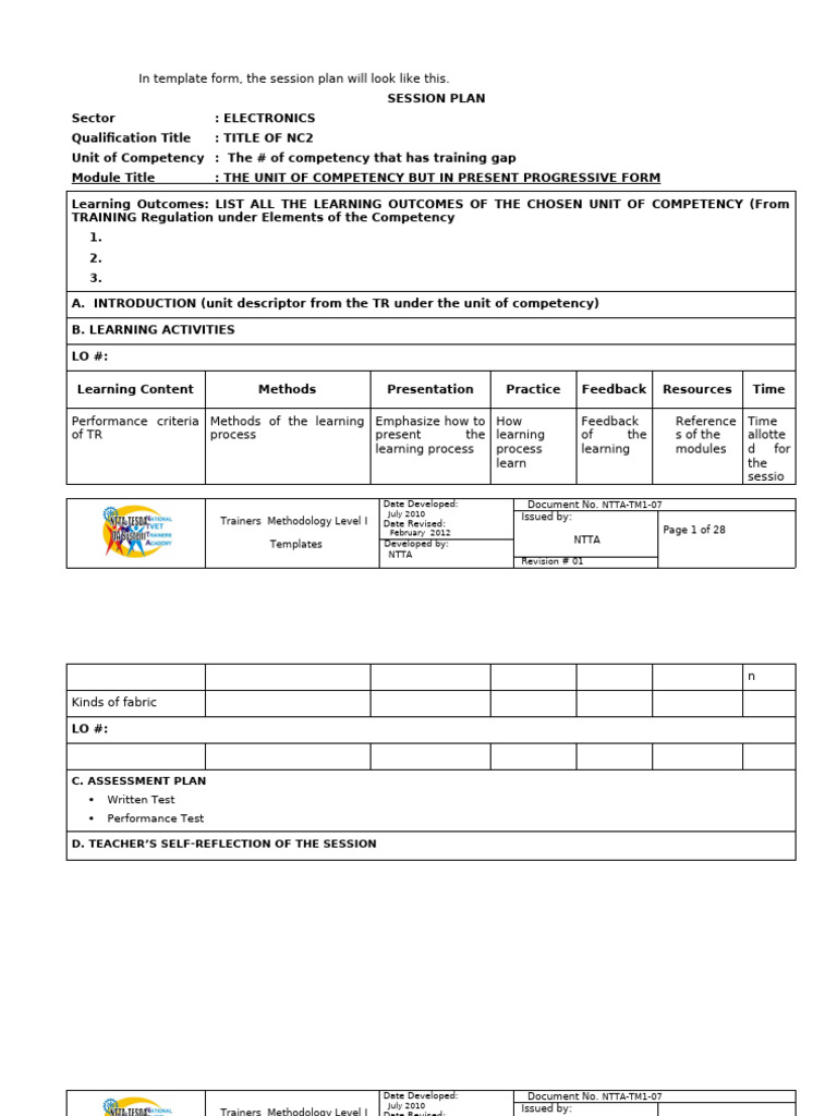3 Session Plan | PDF | Learning