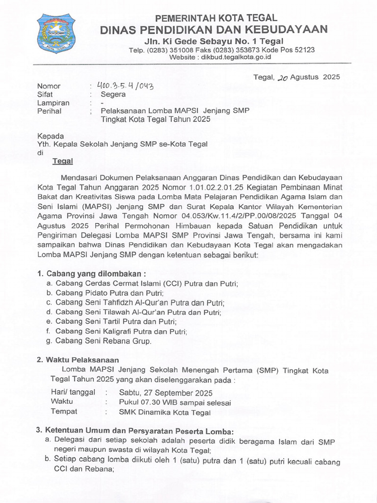 Edaran Mapsi SMP 2025 | PDF