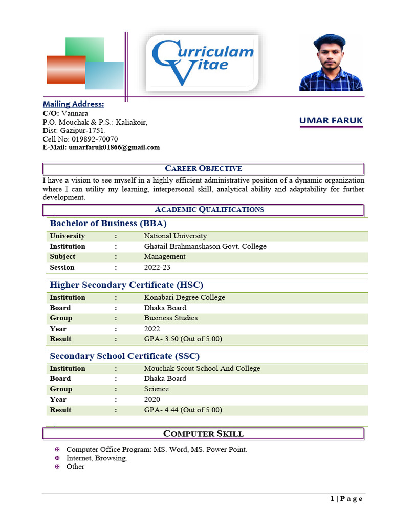 Umar Faruk CV | PDF | Cognitive Psychology | Intelligence