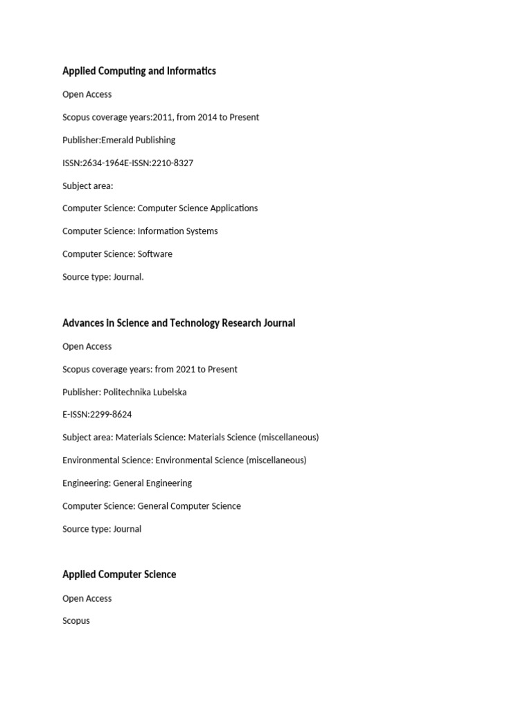 Journal Overview: Applied Computing & Science | PDF