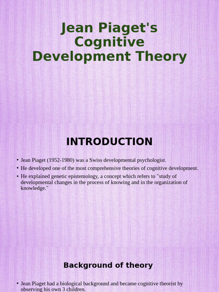 Jean Piaget's Cognitive Development Theory | PDF | Cognitive ...