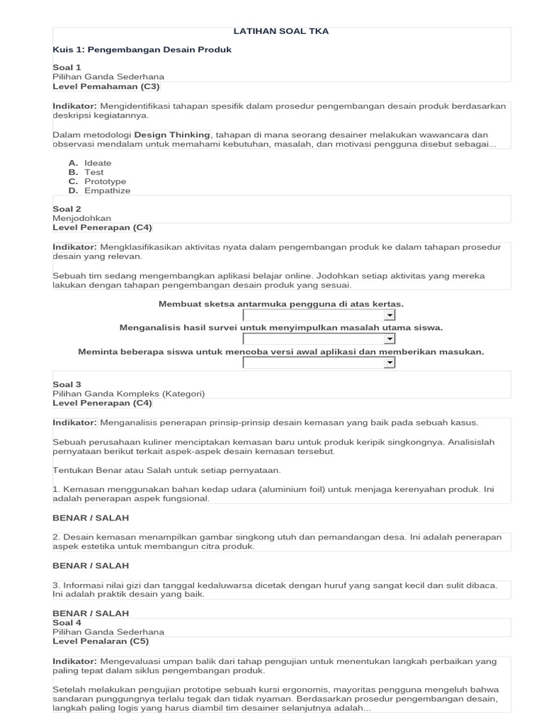 LATIHAN SOAL TKA | PDF