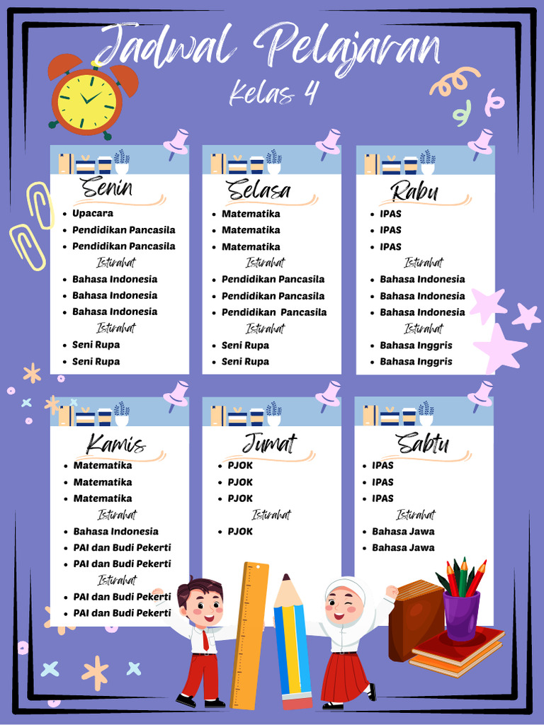 Jadwal Pelajaran Kls 4 | PDF