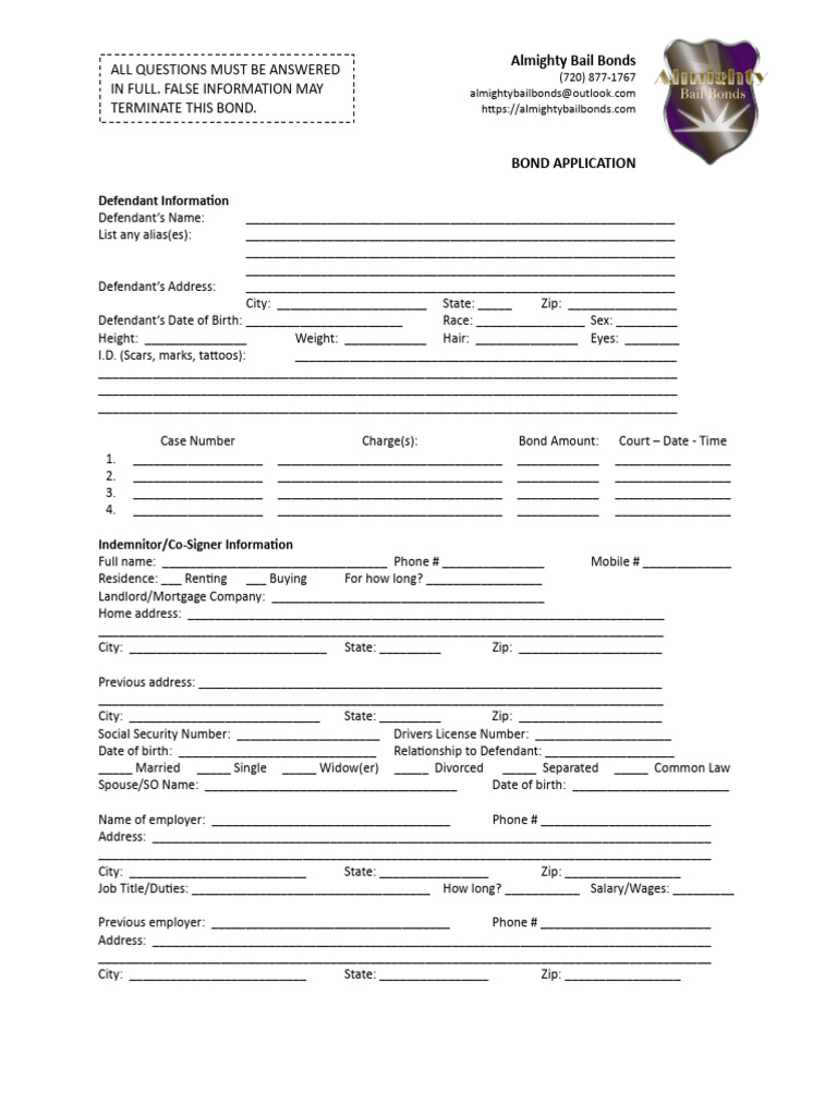 2 - Co Bail Bond App Fis q2102 | PDF | Insurance | Common Law