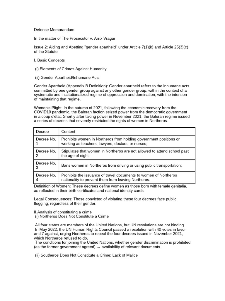 Memo框架 | PDF | Aiding And Abetting | Crimes Against Humanity