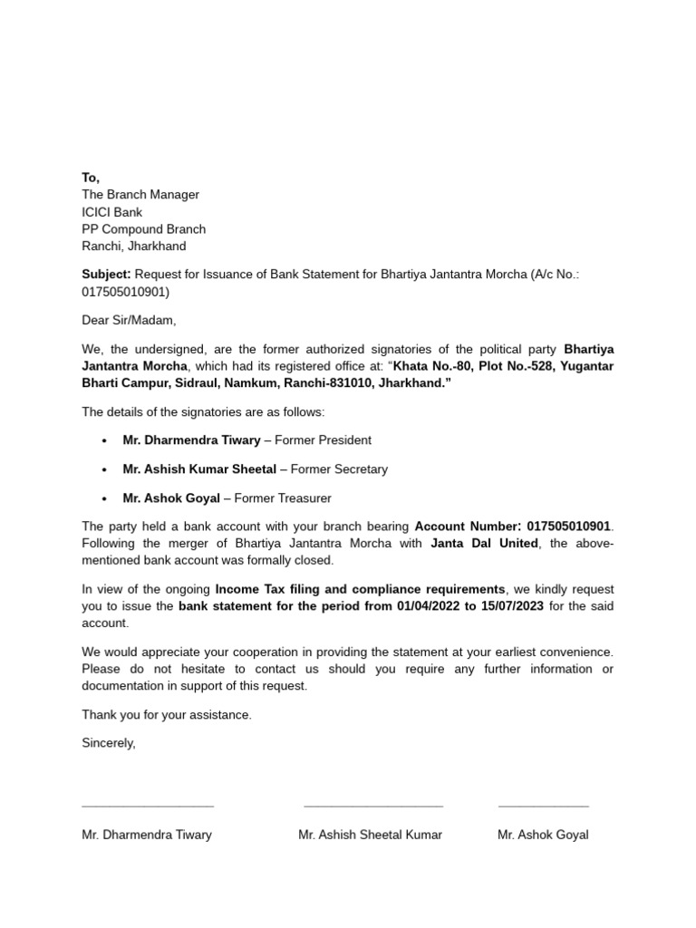Bank Letter | PDF