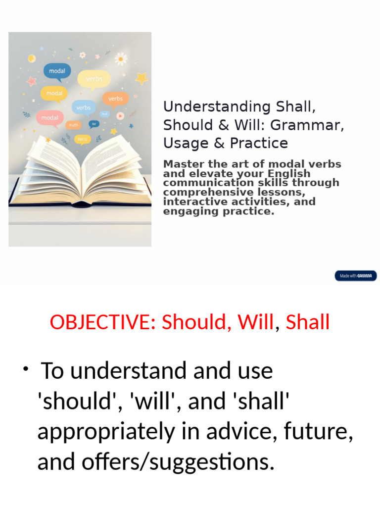 Mastering Modal Verbs: Should, Will, Shall | PDF | Linguistic Typology ...