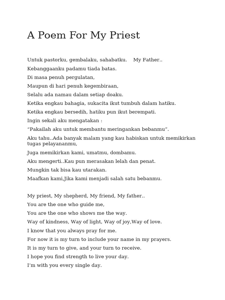 A Poem For A Priest in These Difficult Times | PDF