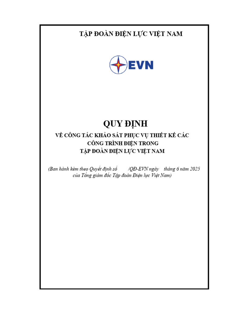 Quy Dinh Ve Cong Tac Khao Sat Phuc Vu TK CTR Dien | PDF