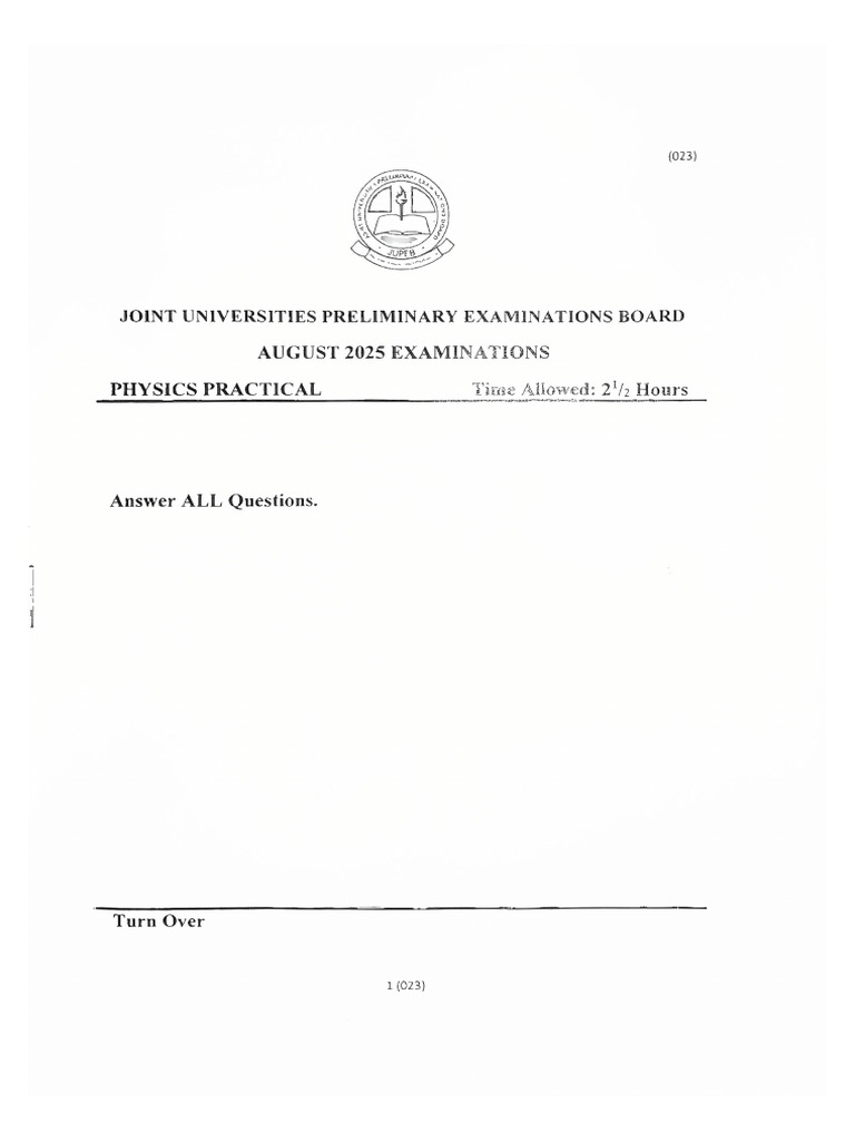 2025 Jupeb Physics Practical. | PDF