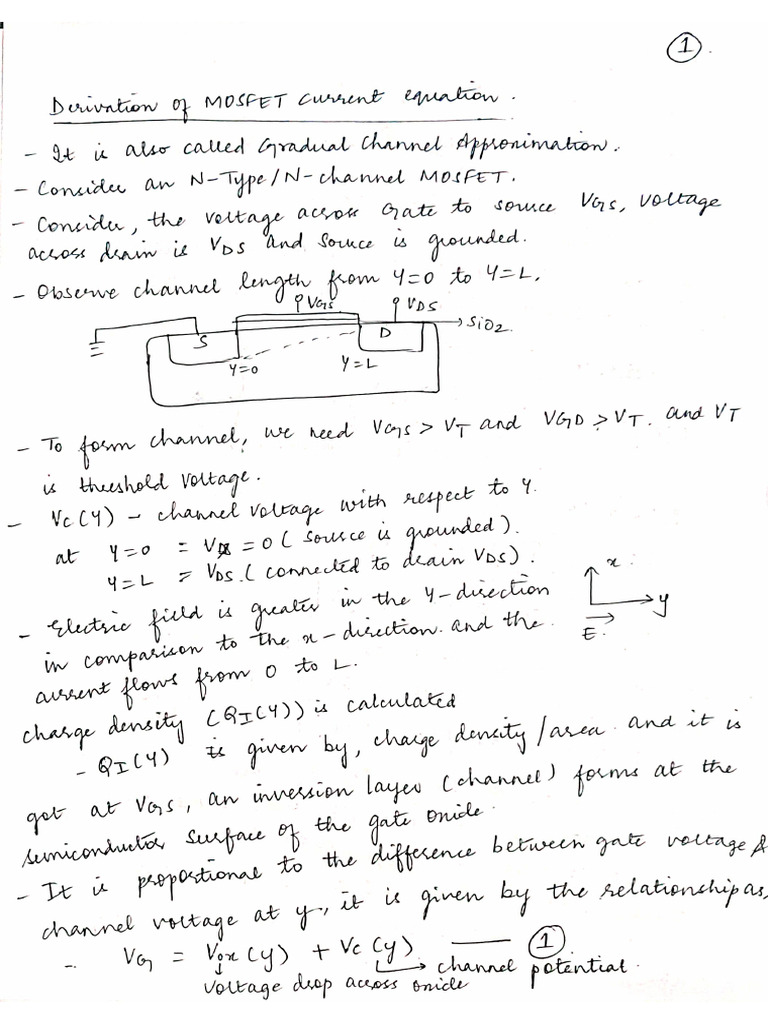Mosfet Current Equation | PDF