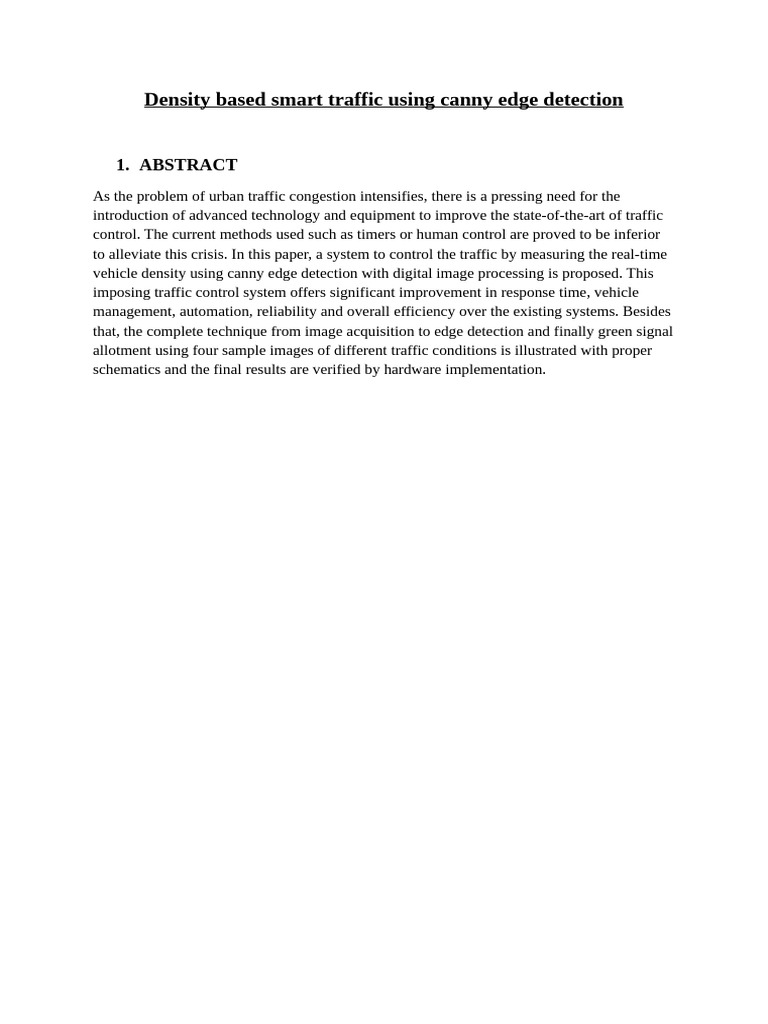 Density Based Smart Traffic Using Canny Edge Detection | PDF | Traffic ...