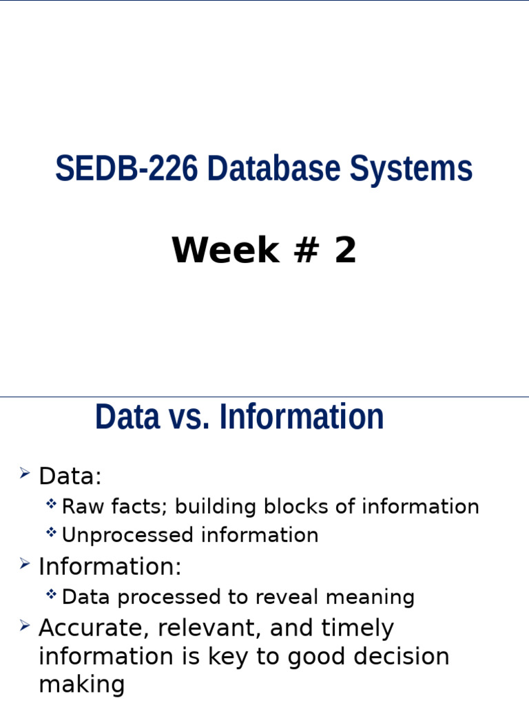 Week 2 (Intro to DB) | PDF | Databases | Relational Database