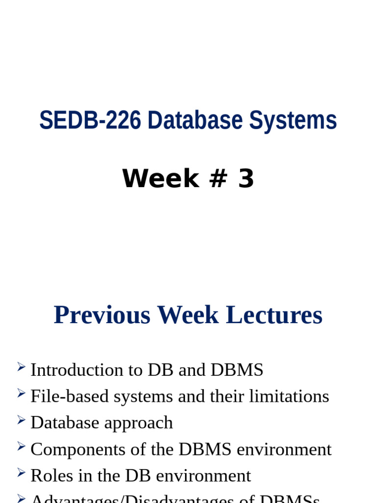 Week 3 (DB Environment & Models) | PDF | Databases | Data Model
