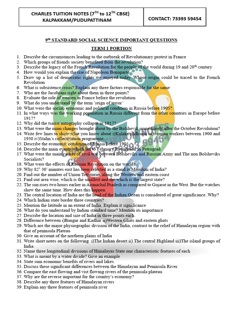 Important 9th Grade Social Science Questions | PDF | Democracy ...