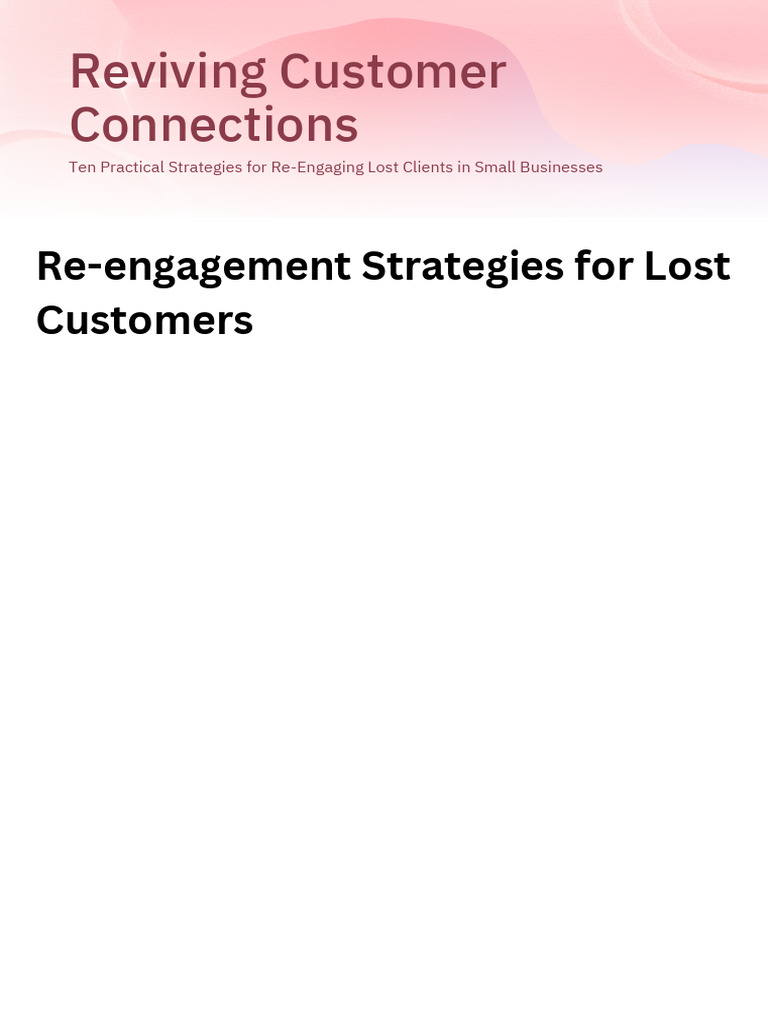 Re-Engagement Strategies For Lost Customers | PDF | Loyalty Program ...