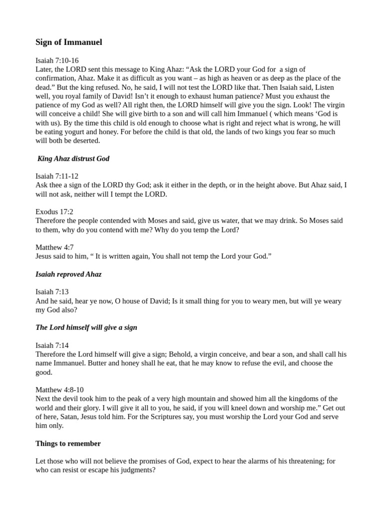 Sign of Immanuel | PDF