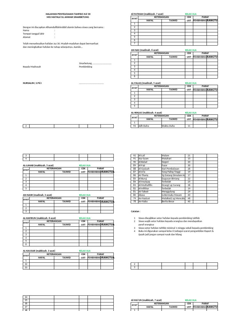 Buku Tahfidz Mima | PDF