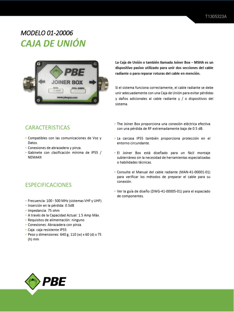 Joinex Box MSHA Spanish | PDF
