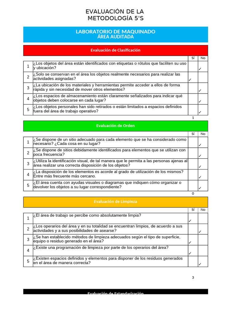 Formato 5 S Maquinado | PDF
