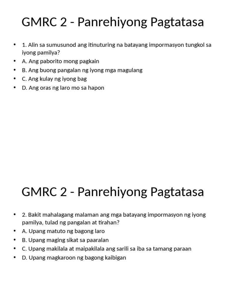 GMRC 2 Questions Presentation | PDF