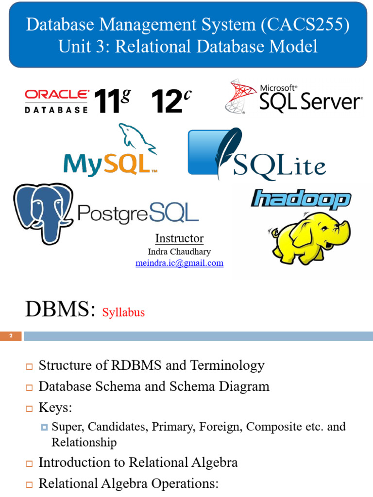 Unit 3 Relational Database Model | PDF | Relational Model | Relational ...