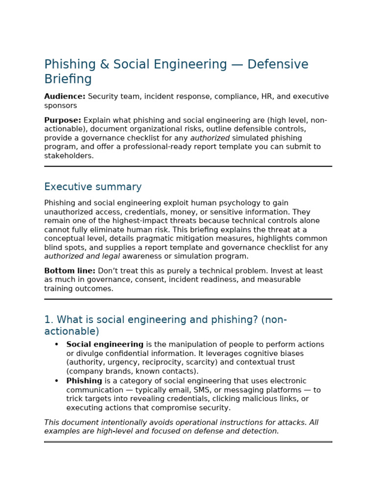 Phishing & Social Engineering Defense Guide | PDF | Phishing | Social ...