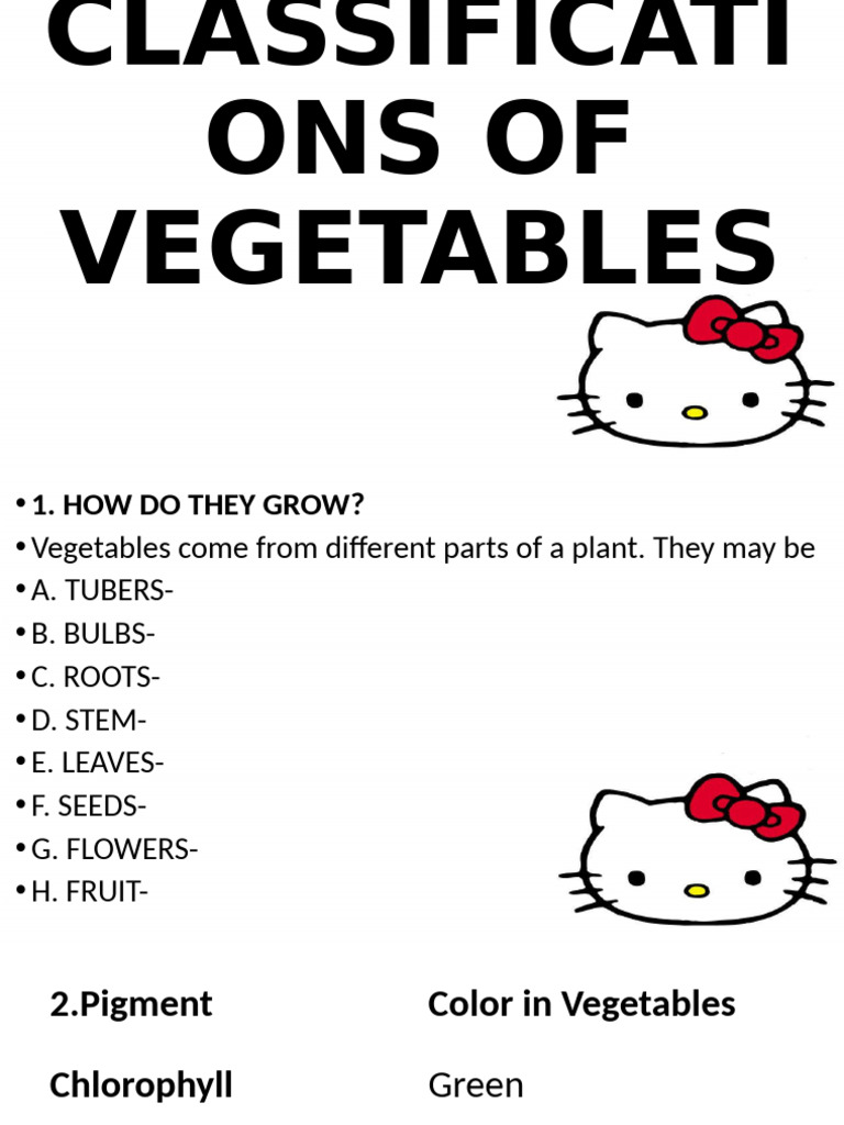 Classifications of Vegetables | PDF | Vegetables | Edible Plants