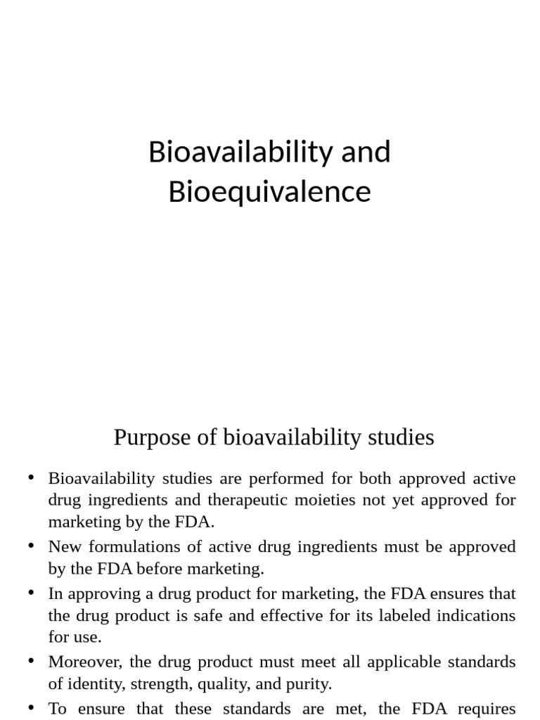 Bioavailability and Bioequivalence | PDF | Bioavailability ...
