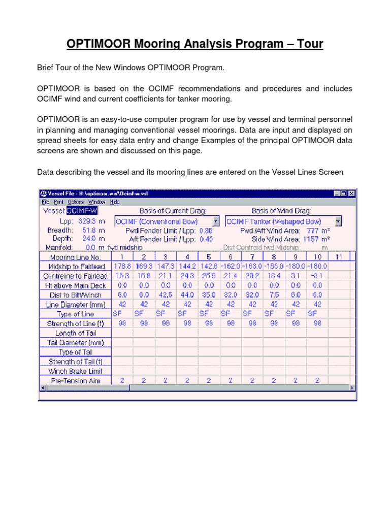 OPTIMOOR - Mooring Analysis Program Tour | Download Free PDF | Tide ...