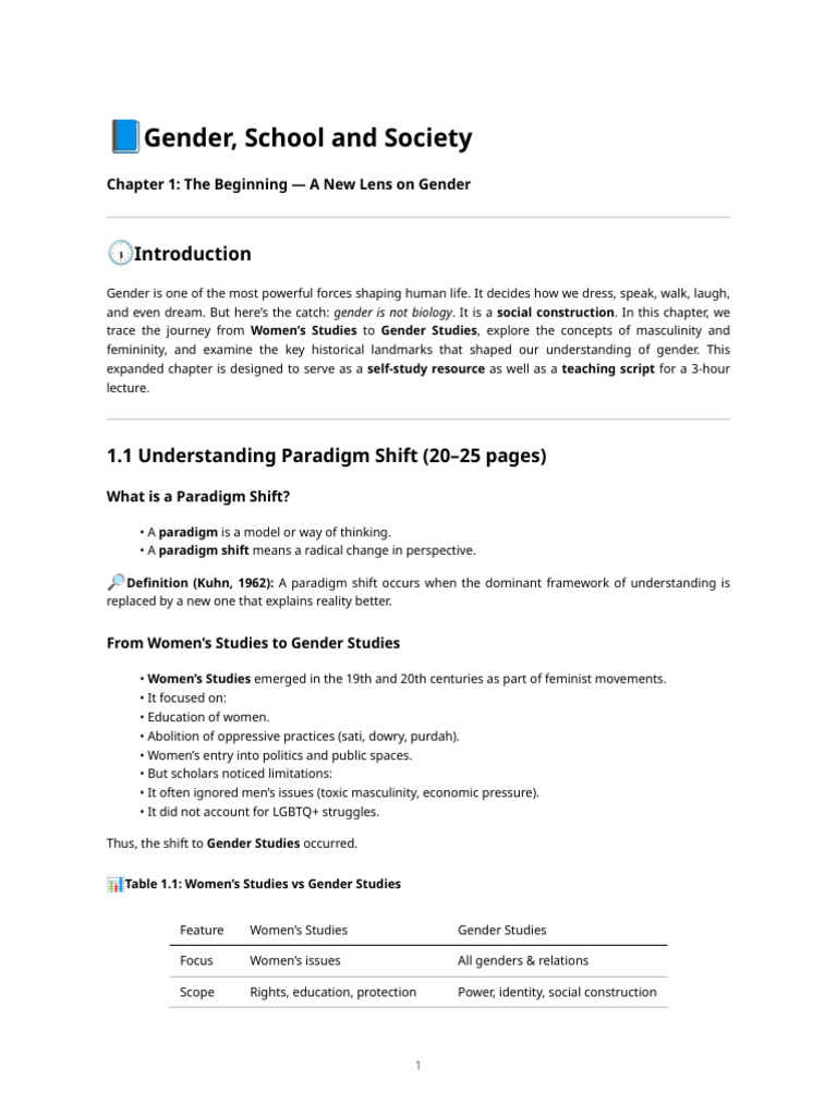 Gender Studies Notes | PDF | Gender | Gender Studies