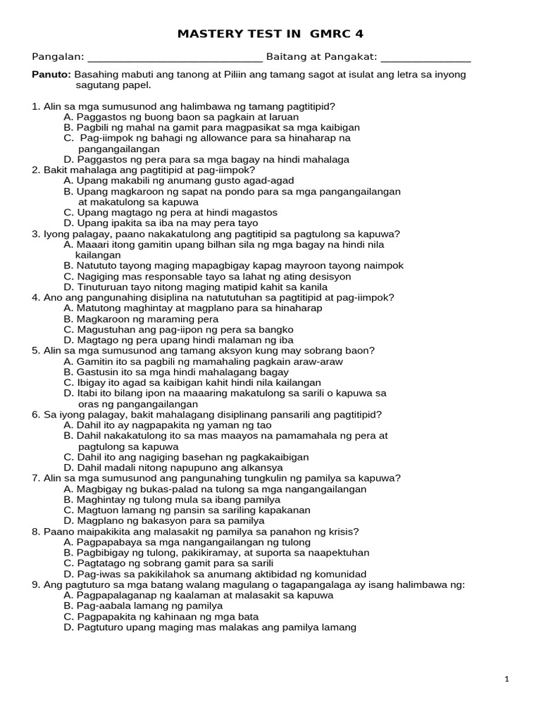 GMRC 4 PT Mastery | PDF