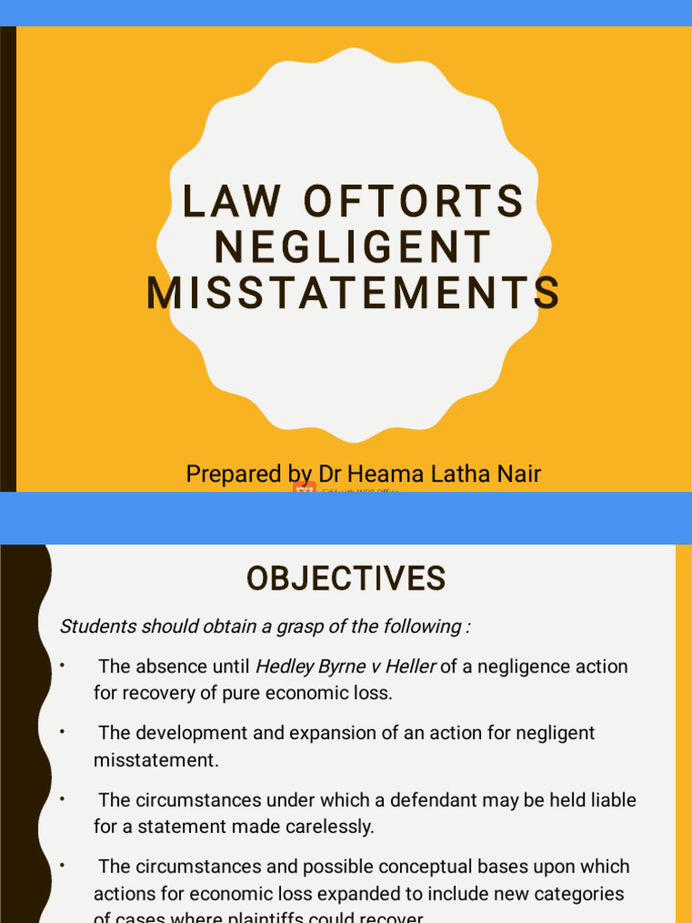 Negligent Misstatements in Tort Law | PDF | Civil Law (Legal System ...