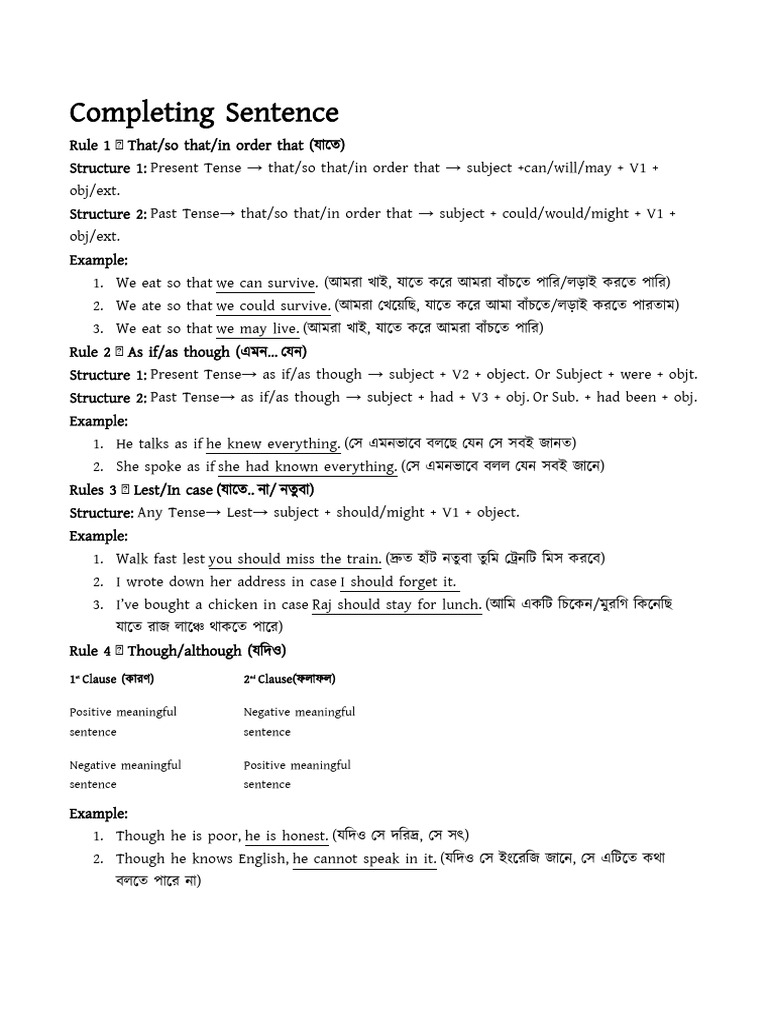 Completing Sentence - Lecture Note | PDF