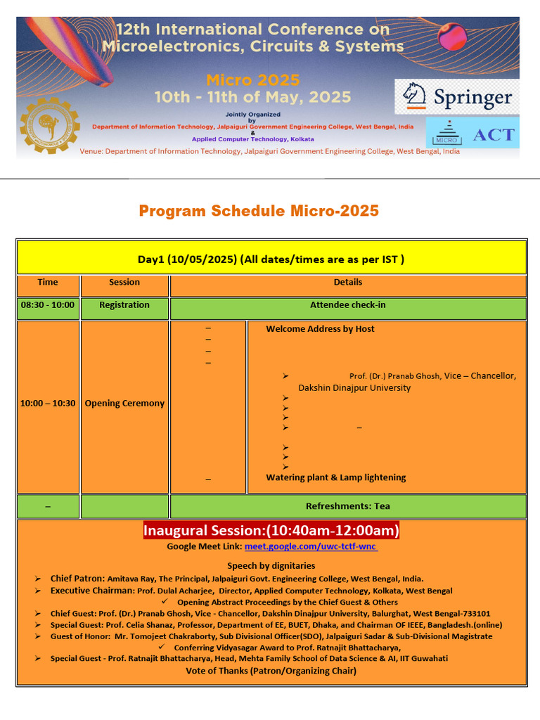 Program Schedule Micro2025 | PDF
