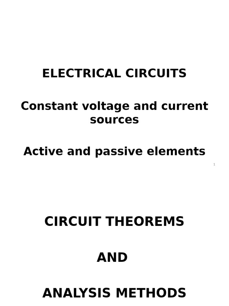 1 ELECTRICAL CIRCUITS Constant Voltage and Current Sources | PDF ...