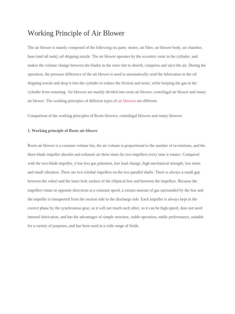 air blowers | PDF | Mechanical Engineering | Gas Technologies